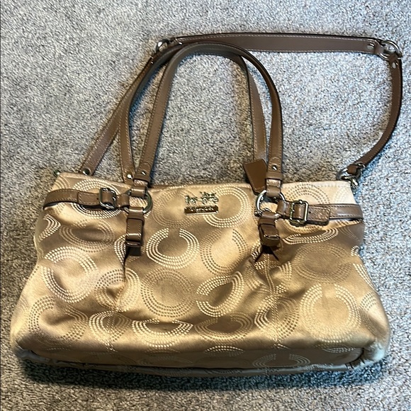 Coach | Bags | Coach Gold And Brown Shoulder Bag With Structured Design ...